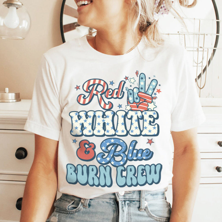 Red, White & Blue Burn Crew T-Shirt – Shift Drip Co.