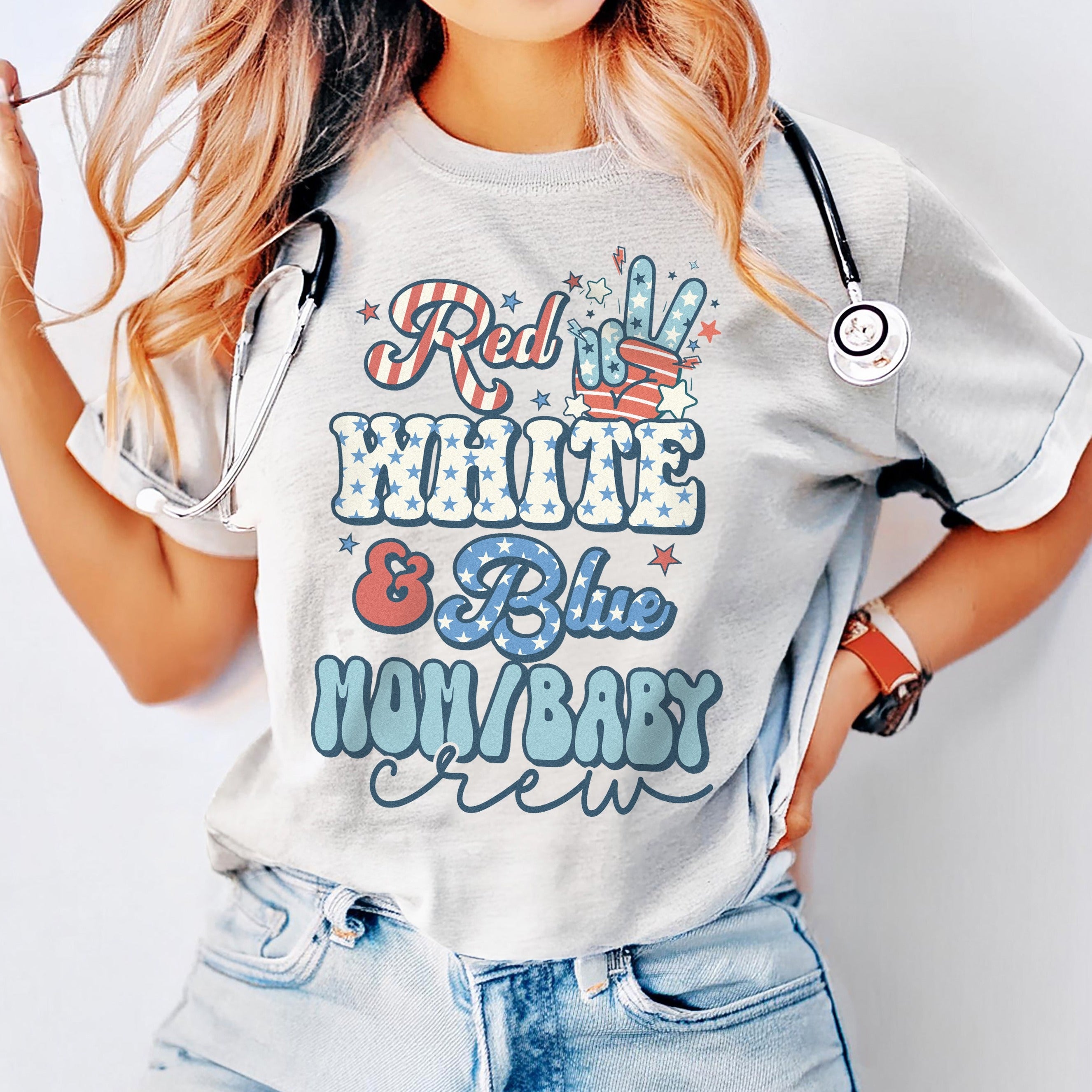 Red, White & Blue Mom/Baby Crew T-Shirt – Shift Drip Co.