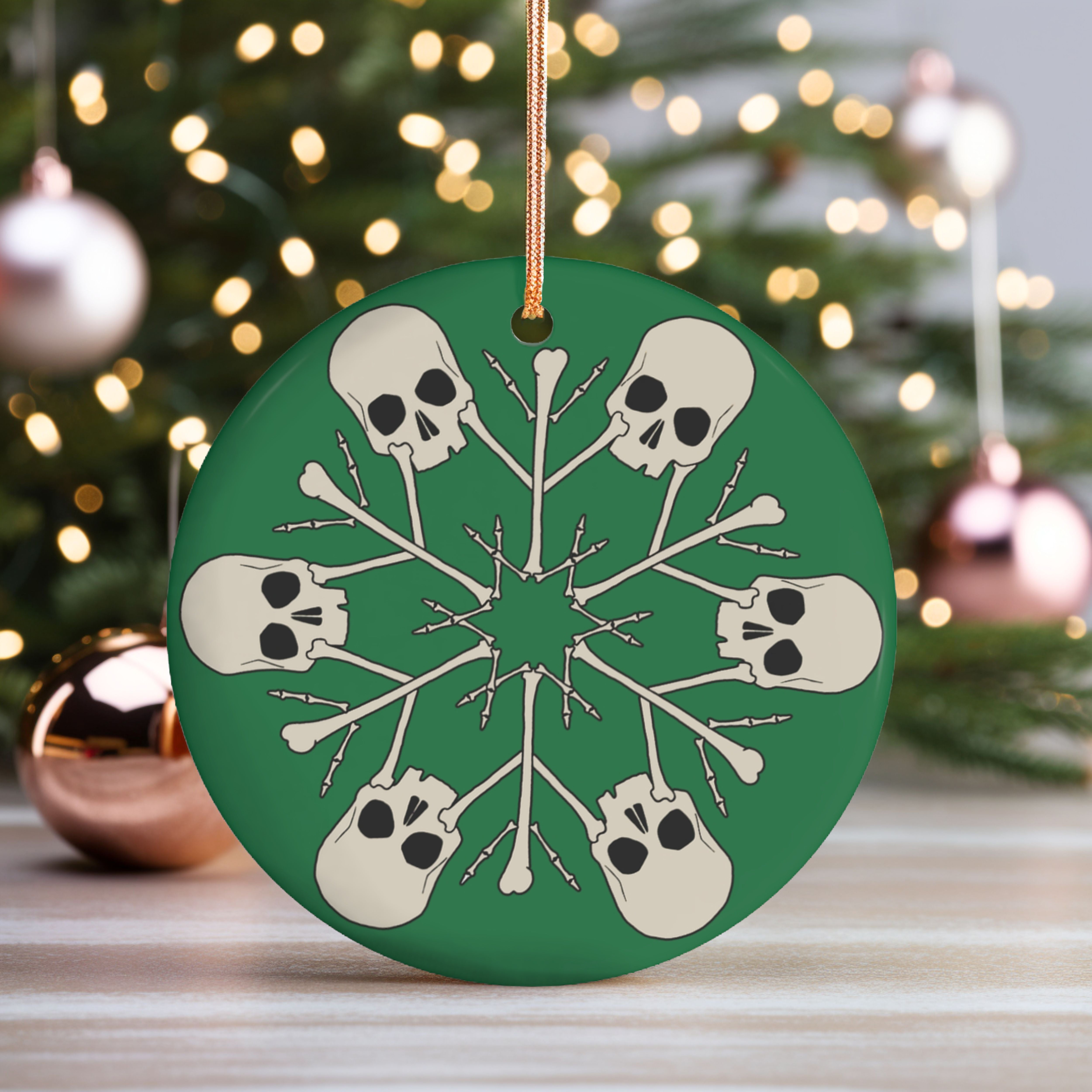 Skull & Bones Snowflake Ceramic Ornament – Shift Drip Co.